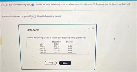 Solved Using The Data From The Following Table Calculate