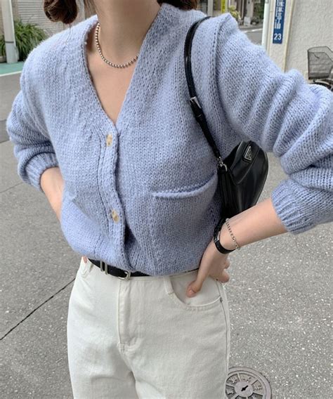 에이비글 시즌오프 브이넥 크롭 가디건 하찌 니트 간절기 봄 가디건