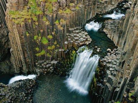 Litlanesfoss Iceland Showing Basalt Columns Scrolller