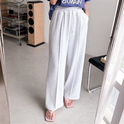 옷자락 여자 여름 핀턱 레직기 밴딩 와이드팬츠 스판 통 바지