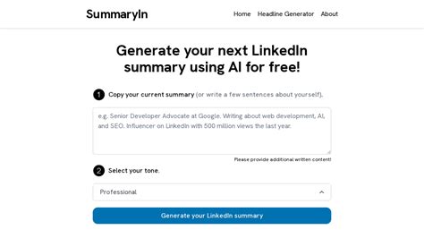 Linkedin Summary Generator Create Linkedin Summaries In Seconds