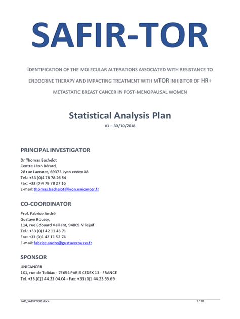 Fillable Online Statistical Analysis Plan Sap Fax Email Print Pdffiller