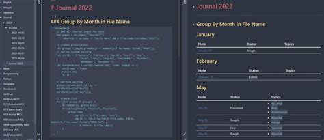 Dataview Displaying Daily Notes Grouped By Month Robsidianmd