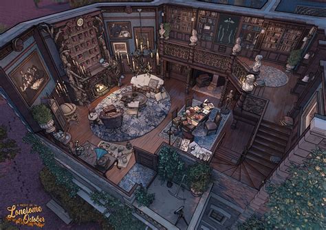 Fantasy House Interior Concept Art Fantasy Rooms Isometric Art Mansion
