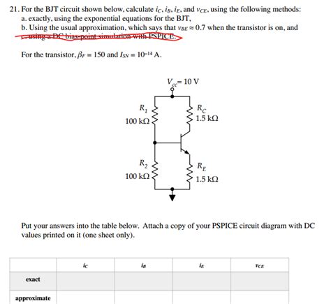 Solved For The Bjt Circuit Shown Below Calculate Ic Ib Ie