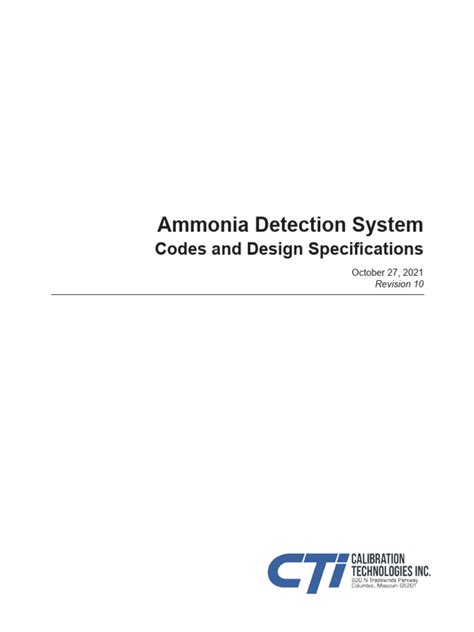 Ammonia Detection System Codes And Design Specifications Pdf Sensor Ventilation Architecture