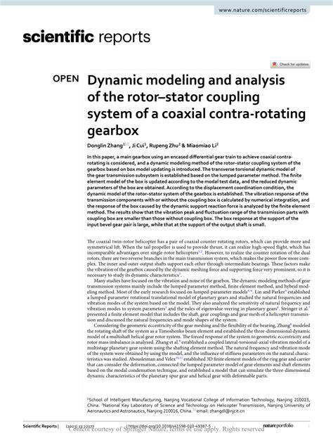 Pdf Dynamic Modeling And Analysis Of The Rotorstator Coupling System