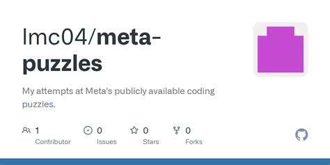 Github Lmc Meta Puzzles My Attempts At Meta S Publicly Available