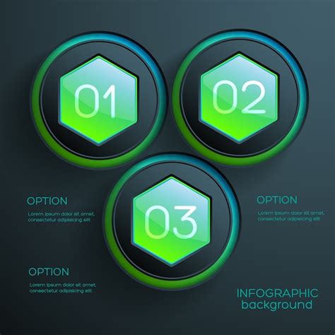 Free Vector Business Infographic Template With Three Colorful Hexagonal Web Elements And Text