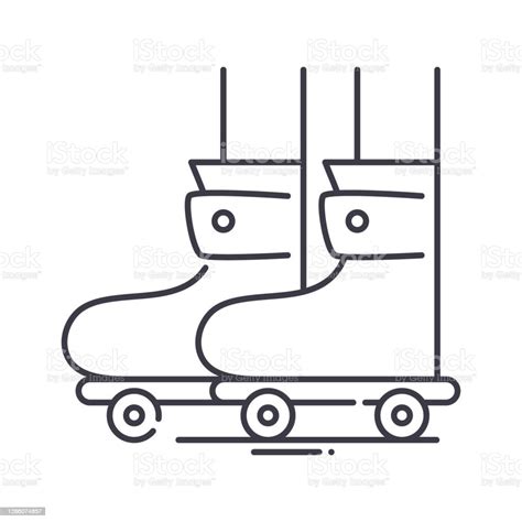 롤러 블레이드 아이콘 선형 절연 일러스트레이션 얇은 선 벡터 웹 디자인 기호 흰색 배경에 편집 가능한 스트로크와 개요 개념 기호 개념에 대한 스톡 벡터 아트 및 기타 이미지