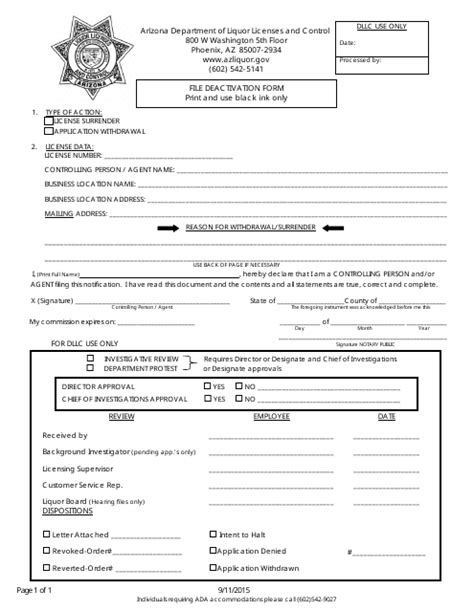 Arizona File Deactivation Form Fill Out Sign Online And Download Pdf Templateroller