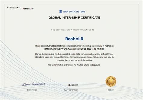 Roshni R On Linkedin Internship Python Global