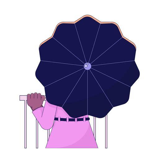Woman Under Umbrella Flat Line Color Vector Character Covering From Rain Editable Outline Full
