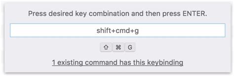 New Keyboard Shortcut Dialog Should Display Current Assignment