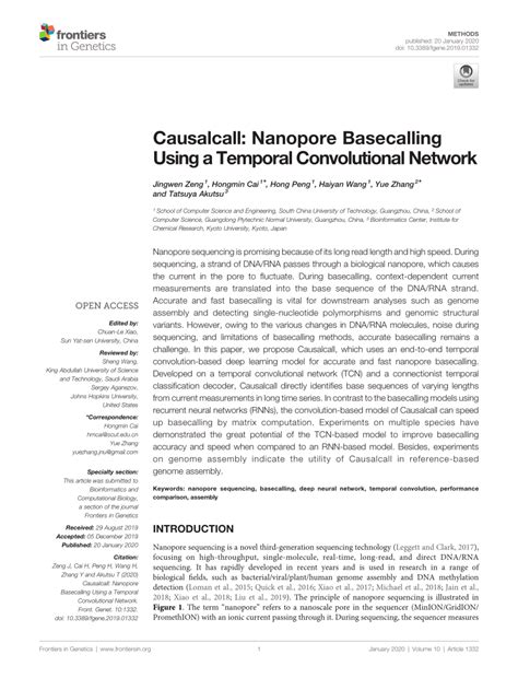 Pdf Causalcall Nanopore Basecalling Using A Temporal Convolutional