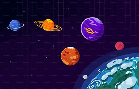 행성과 별이 있는 우주 장면 벡터 Unsplash의 우주 이미지