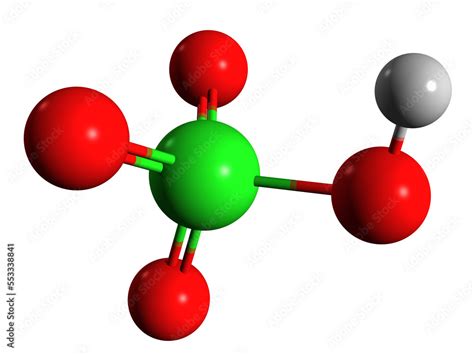 3d Image Of Perchloric Acid Skeletal Formula Molecular Chemical Structure Of Hyperchloric Acid
