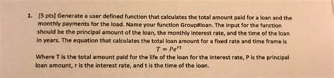 Solved 5 Pts Generate A User Defined Function That
