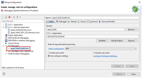 Howto Start S32 Debugger On An Apex2 Application Project With S32