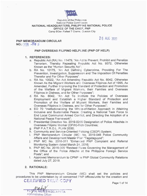 Pnp Memorandum Circular No 2020 053 Pdf