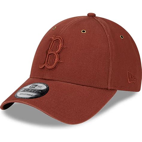 New Era Curved Brim Brown Logo 9forty Washed Canvas Boston Red Sox Mlb