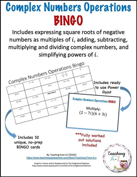Complex Numbers Operations By Teaching From A Z Tpt