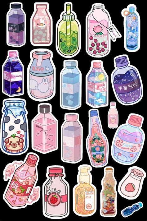 ~drinks🥤 Stiker Kawaii Seni Buku Pola Kartu