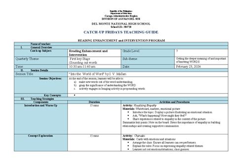 Reading Enhancement Intervention Program Republic Of The Philippines
