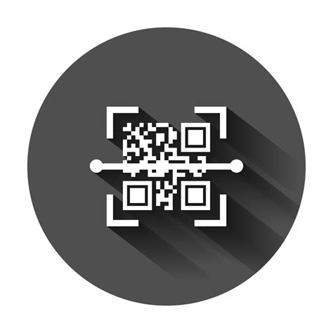 Qr Code Scan Icon In Flat Style Scanner Id Vector Illustration On Black Round Background With
