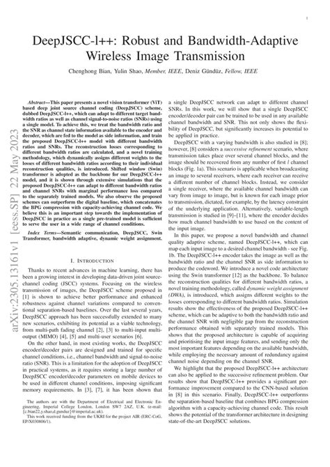 Deepjscc L Robust And Bandwidth Adaptive Wireless Image Transmission Deepai