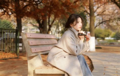 Wallpaper Beautiful Asian Model Tree Camera Woman Cute Jacket For Mobile And Desktop