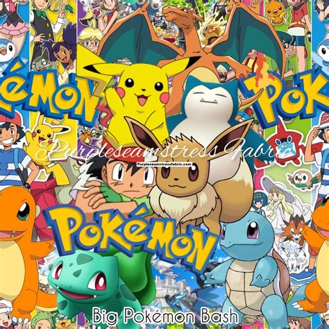 Big Pokémon Bash Purpleseamstress Fabric