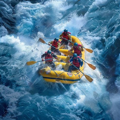 Premium Photo Rafters In A Raft On A River With Rapids And Water