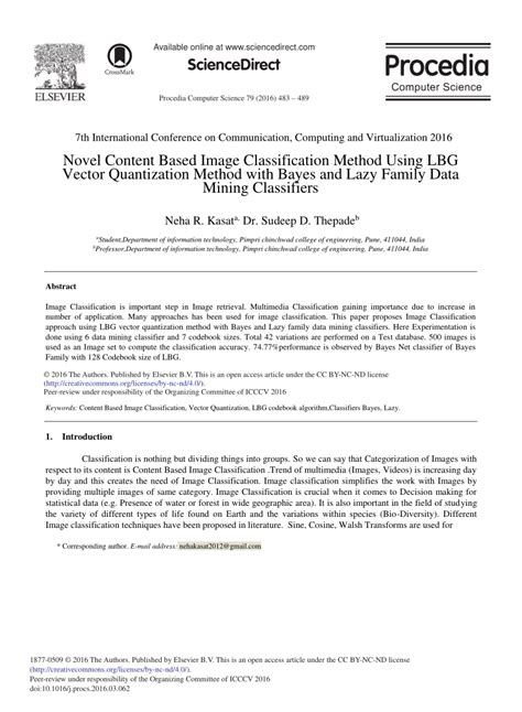 Pdf Novel Content Based Image Classification Method Using Lbg Vector Quantization Method With