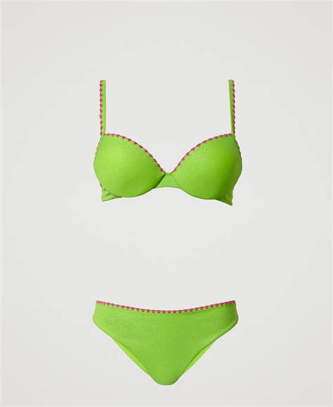 Push Up Bikini Set With Embroidery Woman Green Twinset Milano