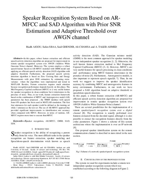 Pdf Speaker Recognition System Based On Armfcc And Sad Algorithm With Prior Snr Estimation And