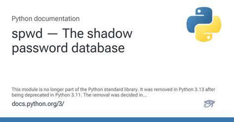 Spwd — The Shadow Password Database — Python 3137 Documentation
