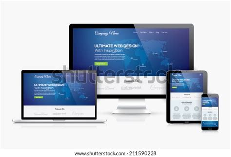 Responsive Web Design Template Realistic Vector Stock Vector Royalty