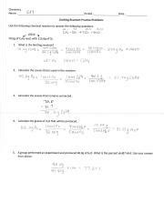 Limiting Reactant Practice KEY Pdf Course Hero