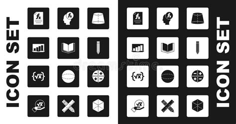 Set Geometric Figure Open Book Laptop With Graph Chart Function Mathematical Symbol Pencil