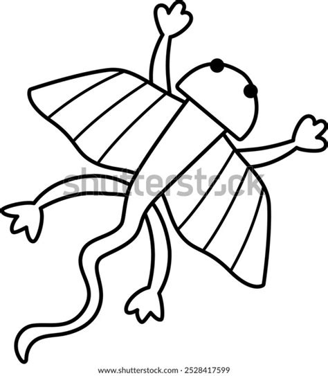 Vector Black White Flying Lizard Icon Stock Vector Royalty Free