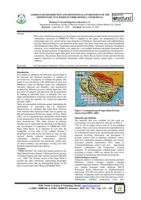 Pdf Lithofacies Distribution And Depositional Environment Of The Sedimentary Succession In