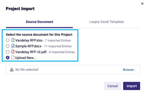 can i import requirements from multiple source documents into a project loopio help center