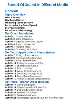 Speed Of Sound In Different Media 20 Differentiated Activities