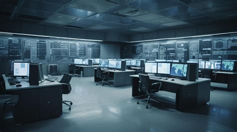 Premium Photo Technologically Advanced Computer Room Multiple Monitors Ai Generative