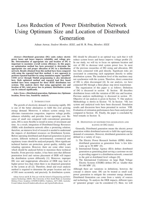 Pdf Loss Reduction Of Power Distribution Network Using Optimum Size And Location Of
