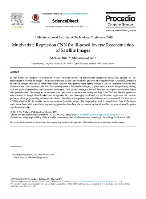 Pdf Multivariate Regression Cnn For Ill Posed Inverse Reconstruction