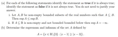 Solved A For Each Of The Following Statements Identify The Chegg