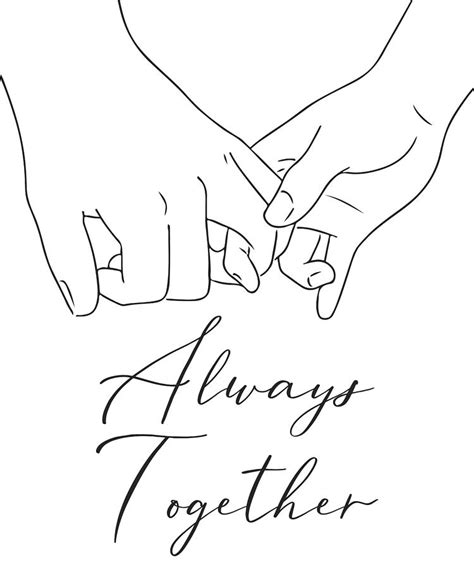 Always Together Hand Written Text Cute Couple Drawings Holding Hands Drawing Romantic Couple