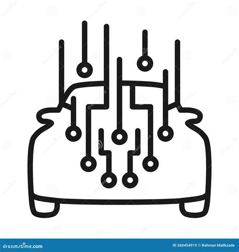 Intelligent Vehicle Line Icon Smart Car Vector Illustration Stock